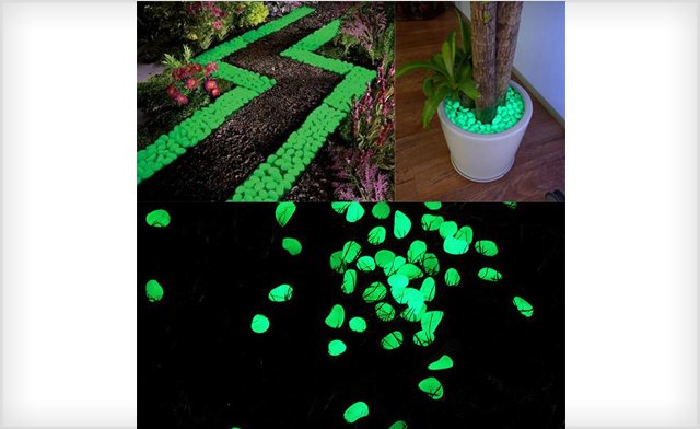 $19 for a 100-Pack of Glow-In-The-Dark Fluorescent Garden Pebbles (a ...