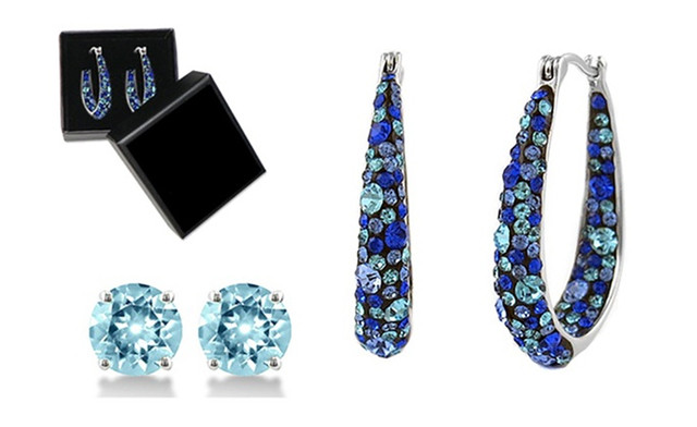 $24.95 for Blue Inside Out Hoops in 18K White Gold-Plating Made with ...