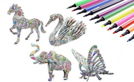 $25 for a 4-Pack of 3D Animal Colouring Set (a $65 Value) | WagJag