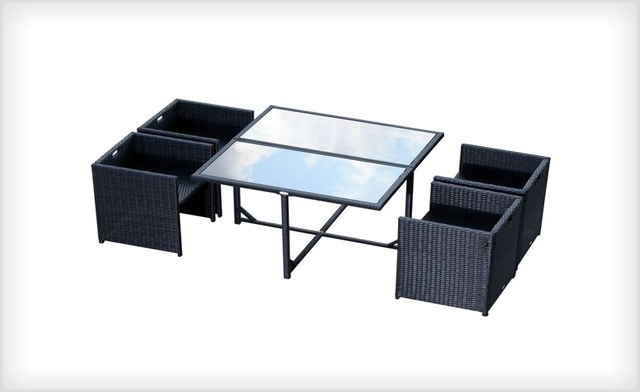 $560 for a 5-Piece Rattan Patio Dining Sofa Table Set (a $999 Value ...
