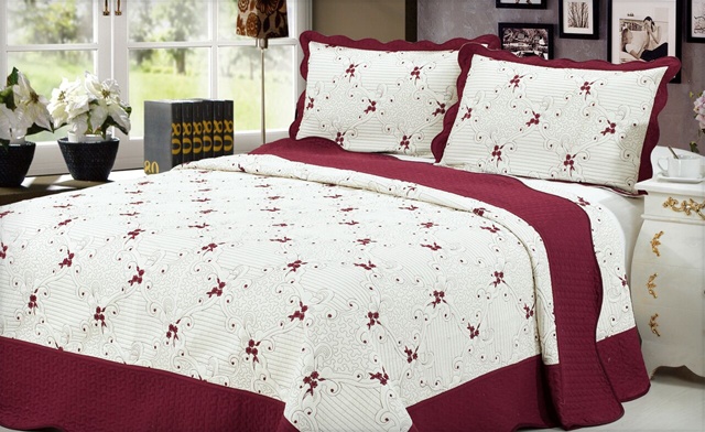 Up to 80% off an Embroidered 3-Piece Quilt Set | WagJag