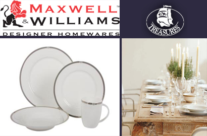 $100: Maxwell & Williams Platinum-Banded Bone China 16-Piece Dinnerware ...